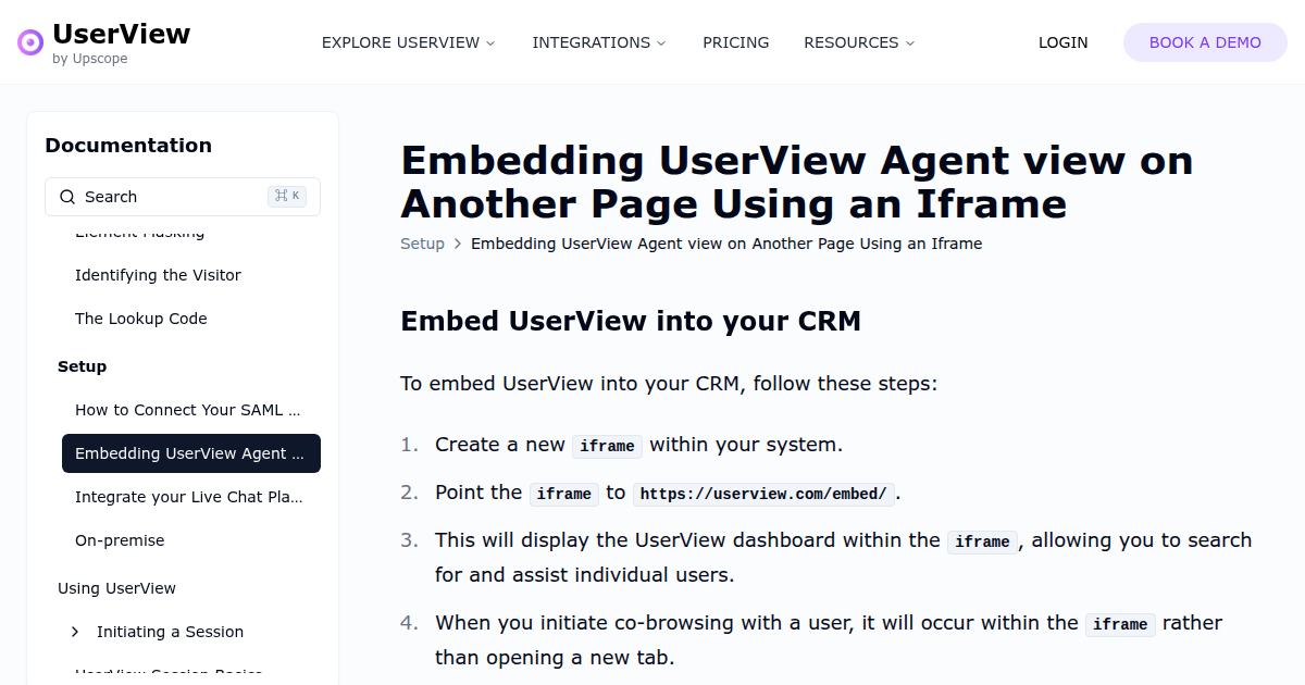 Embedding UserView Agent view on Another Page Using an Iframe ...